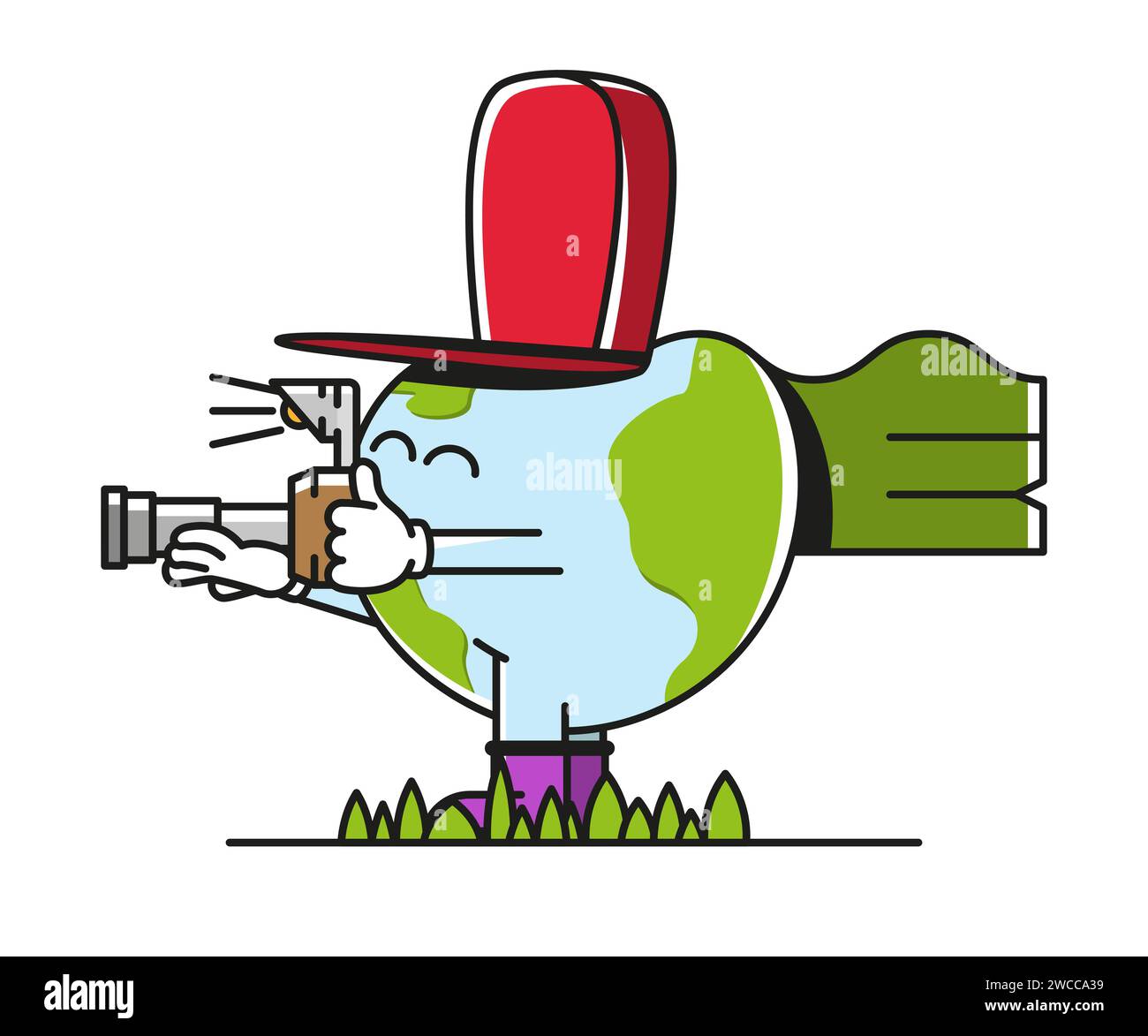 Earth in a red cap takes photographs. Graphic design Stock Vector Image ...