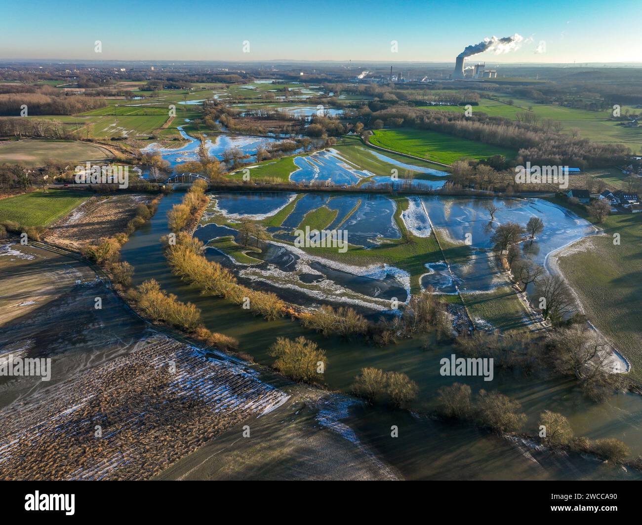 Selm, Nordrhein-Westfalen, Deutschland - Hochwasser an der Lippe, Fluss ...