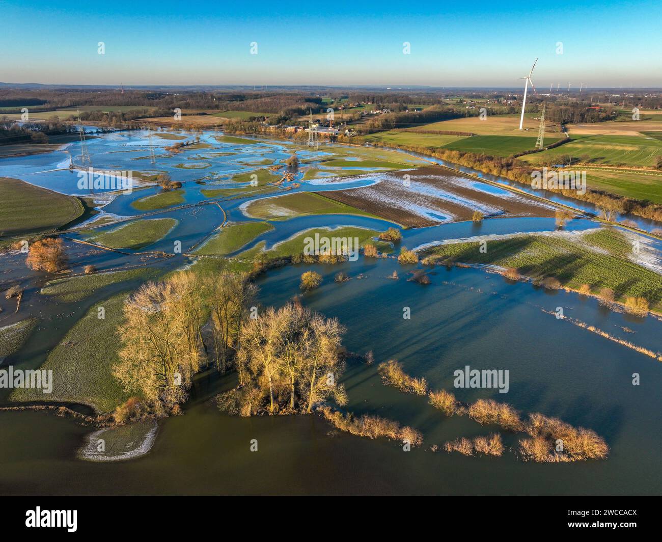 Selm, Nordrhein-Westfalen, Deutschland - Hochwasser an der Lippe, Fluss ...
