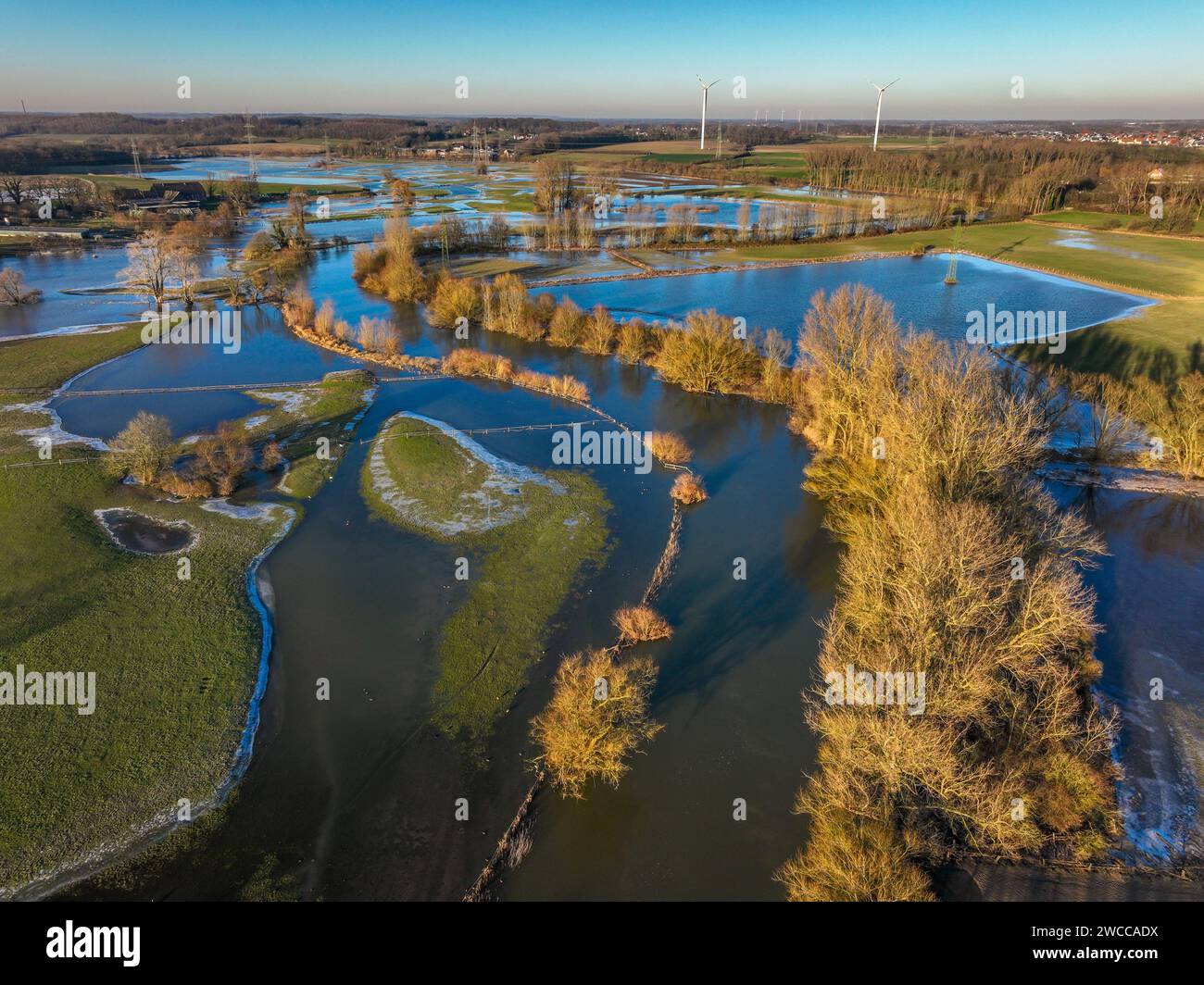Selm, Nordrhein-Westfalen, Deutschland - Hochwasser an der Lippe, Fluss ...