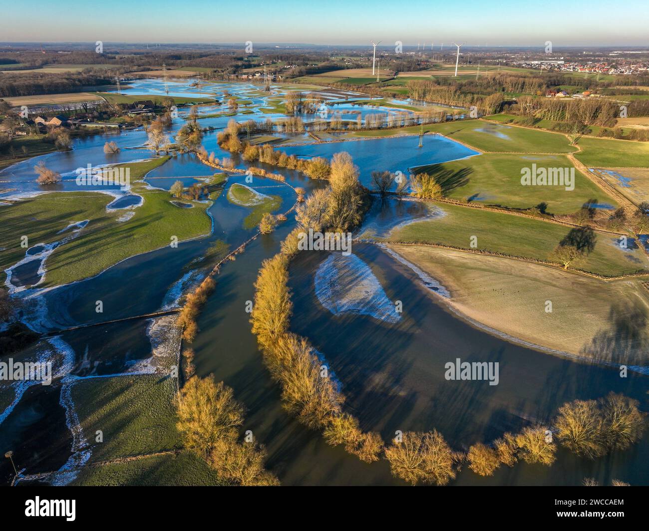 Selm, Nordrhein-Westfalen, Deutschland - Hochwasser an der Lippe, Fluss ...