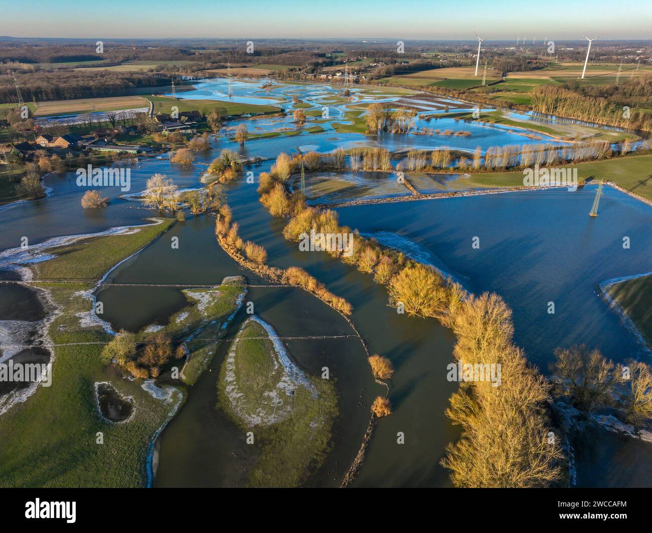 Selm, Nordrhein-Westfalen, Deutschland - Hochwasser an der Lippe, Fluss ...