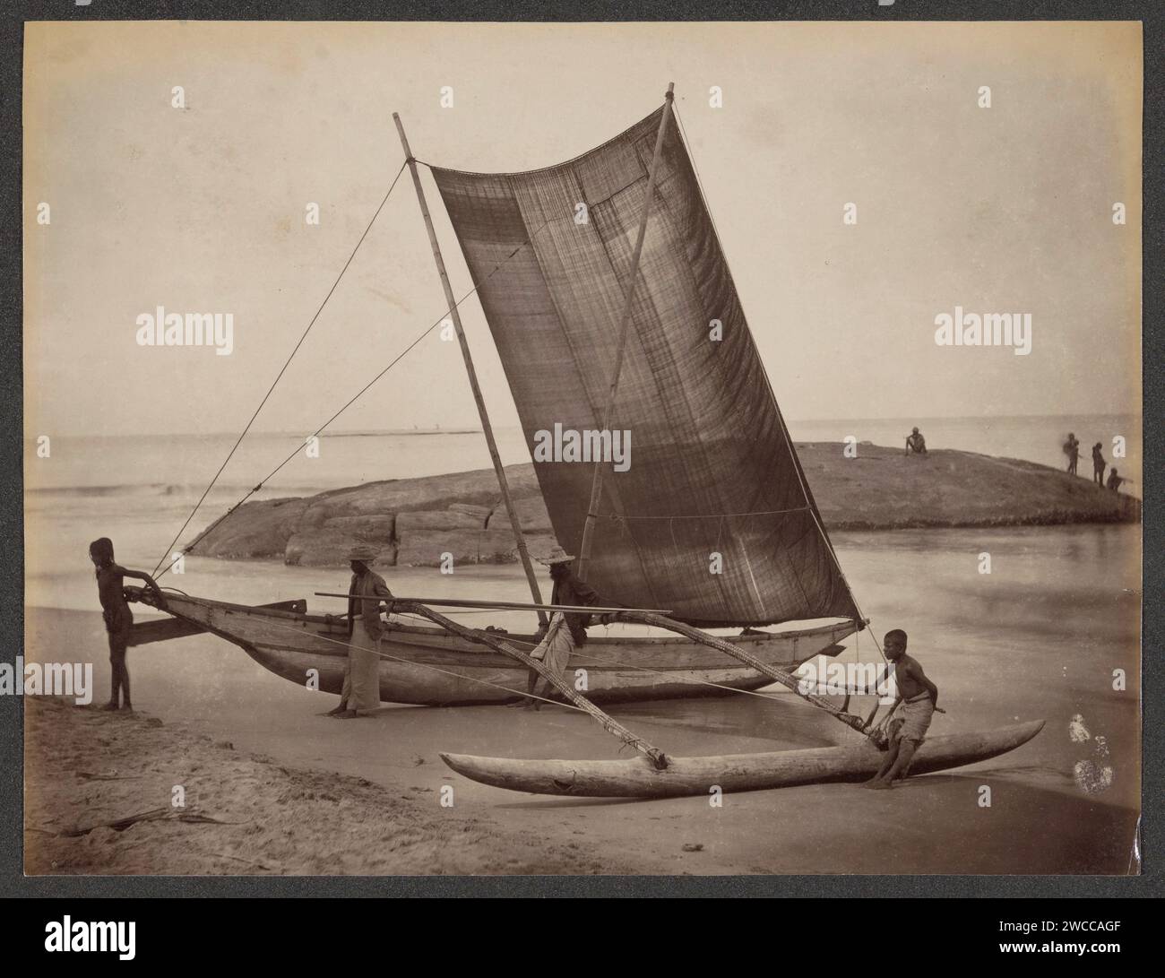 Sailing ship on a beach, Sri Lanka, anonymous, 1860 - 1880 photograph ...