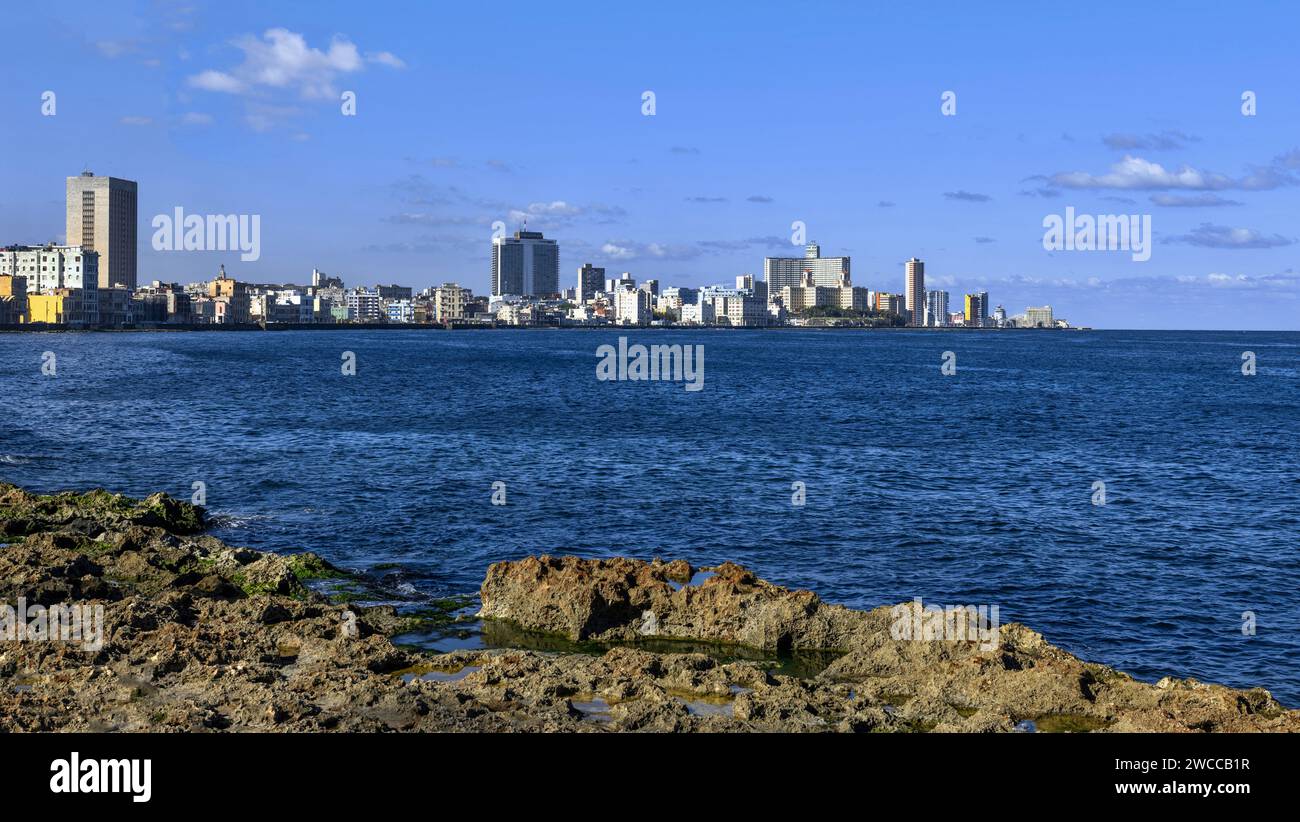Caribbean coast in Havana, Cuba Stock Photo - Alamy