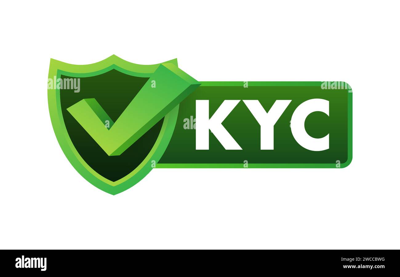 Vector badge design with KYC Know Your Customer checkmark, symbolizing ...