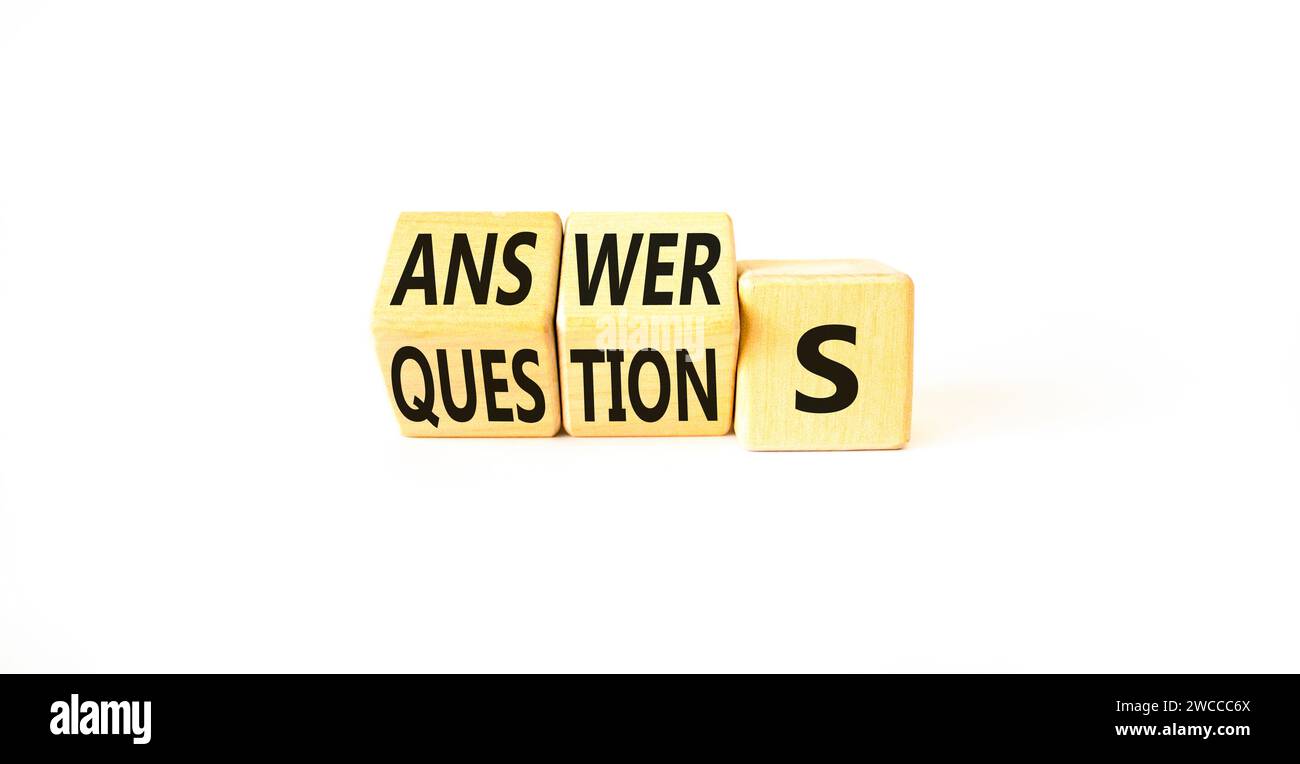 Q and A questions and answers symbol. Turned wooden cubes and changed ...