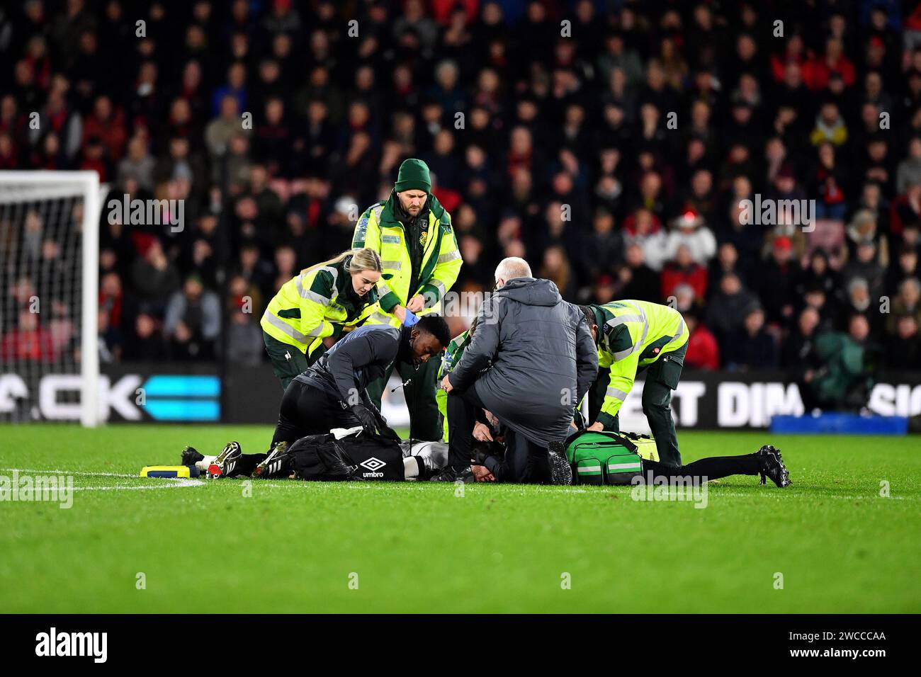 Tom Lockyer of Luton Town receiving treatment - AFC Bournemouth v Luton ...