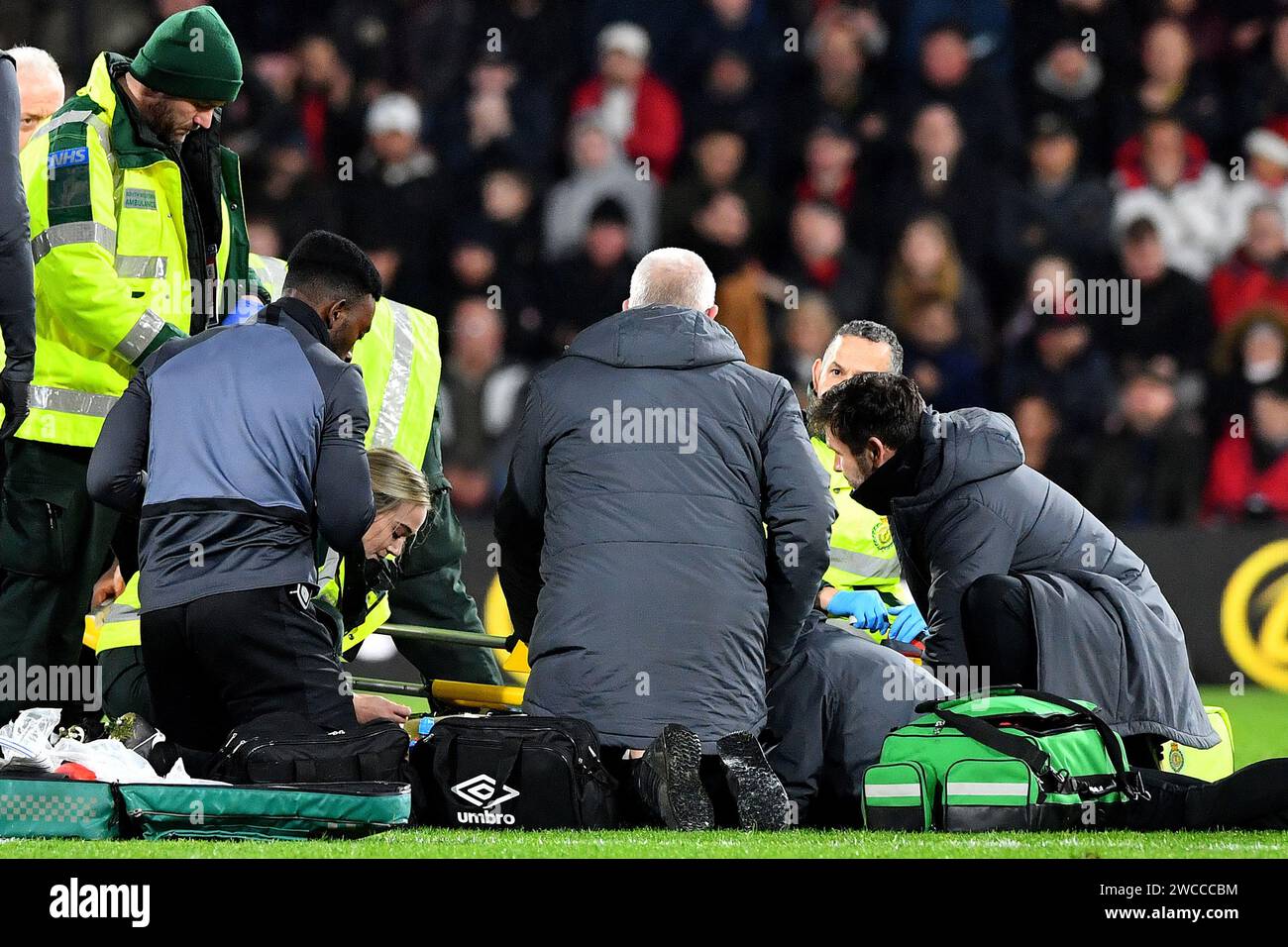 Tom Lockyer of Luton Town receives treatment - AFC Bournemouth v Luton ...