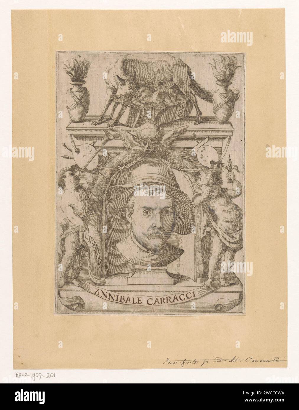 Portrait of artist Annibale Carracci, Domenico Santi, 1631 - 1694 print ...
