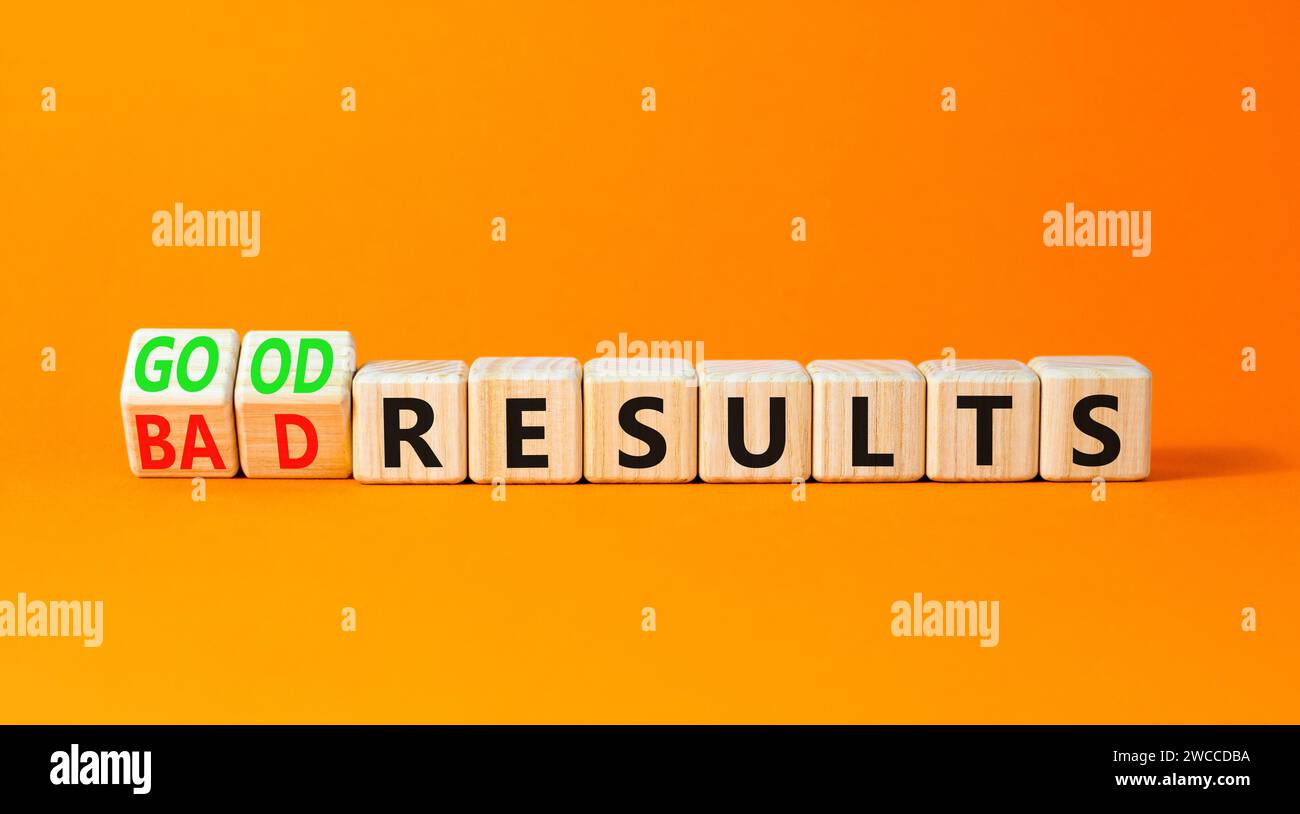 Good or bad results symbol. Concept words Good results Bad results on ...
