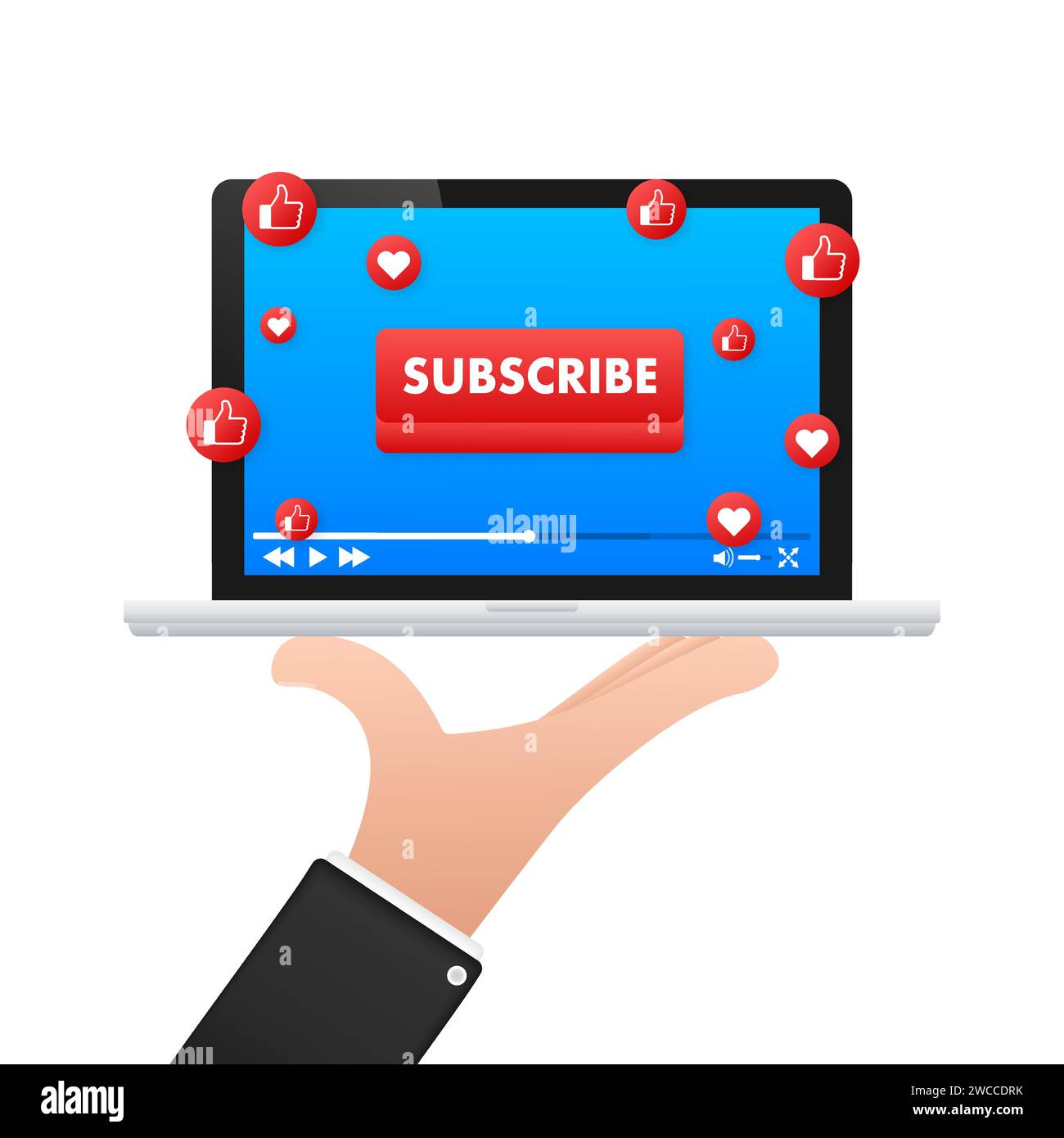 Engaging content vector illustration with Subscribe button on a laptop ...