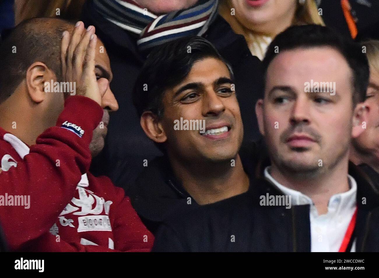 Rishi Sunak Prime Minister of the United Kingdom is seen in the stands ...