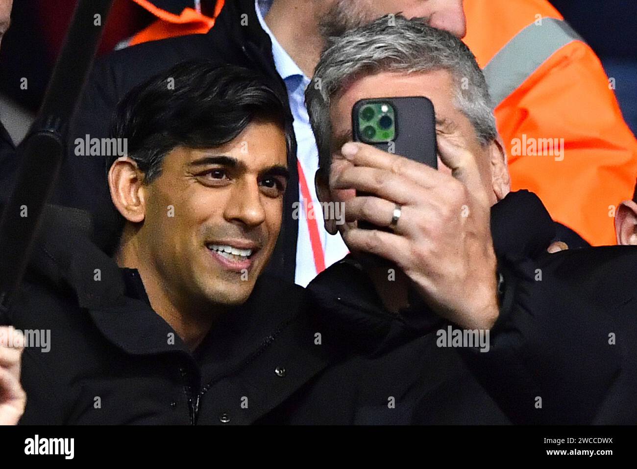 Rishi Sunak Prime Minister of the United Kingdom is seen in the stands ...