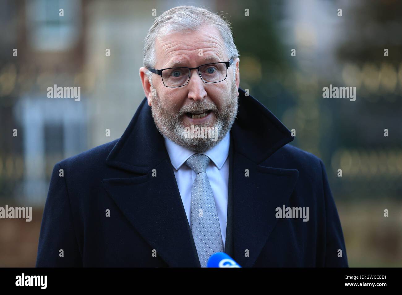 Doug Beattie, Leader of the Ulster Unionist Party (UUP) speaks to the ...