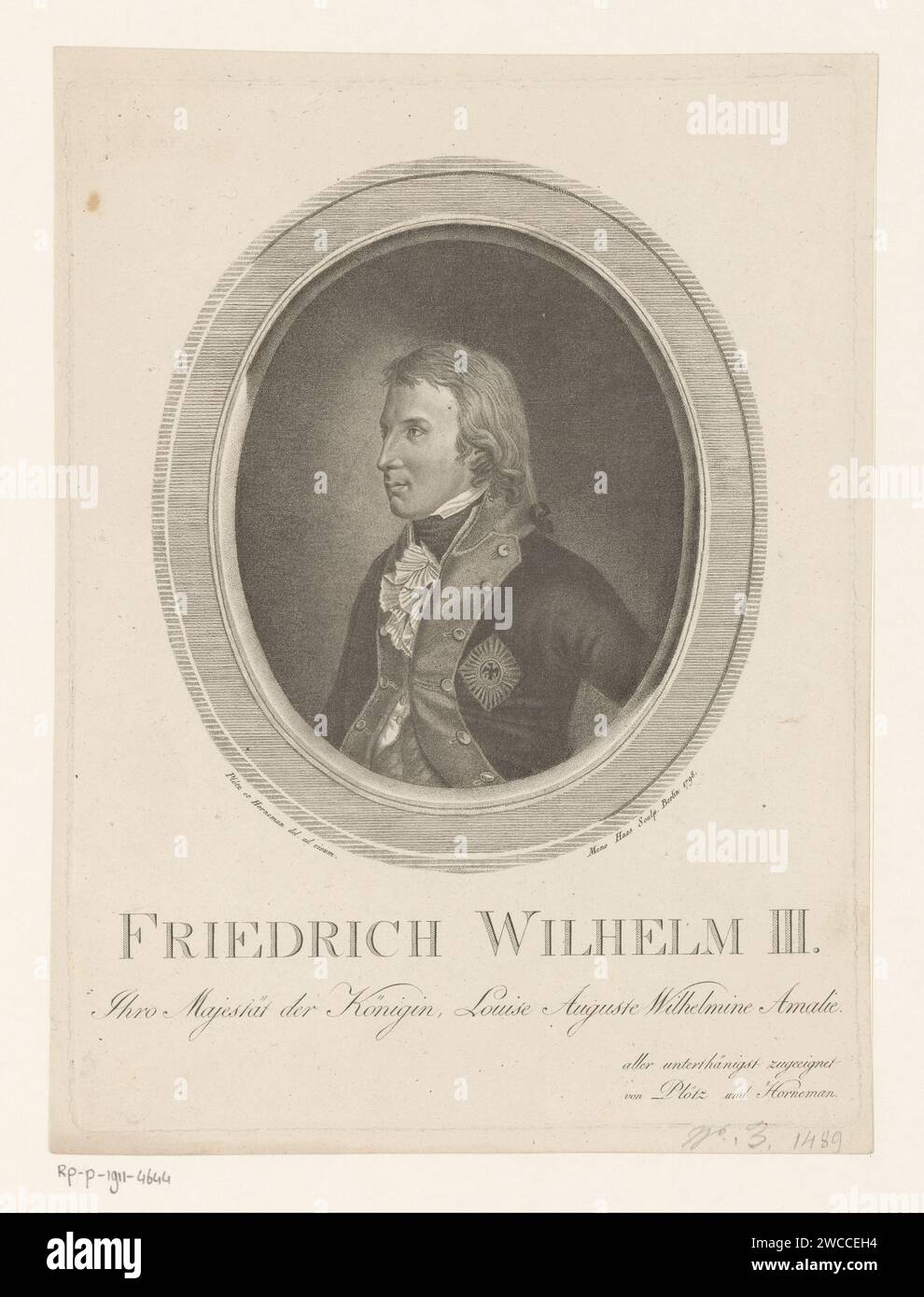 Portret van Friedrich Wilhelm III, Meno Haas, After Henrik Ploetz ...
