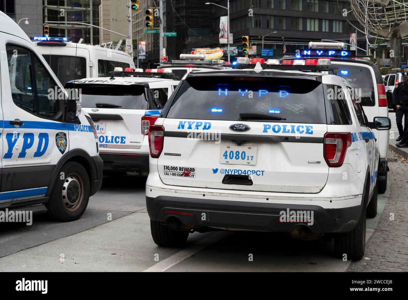 Police cars at Columbus Circle, New York City Stock Photo - Alamy