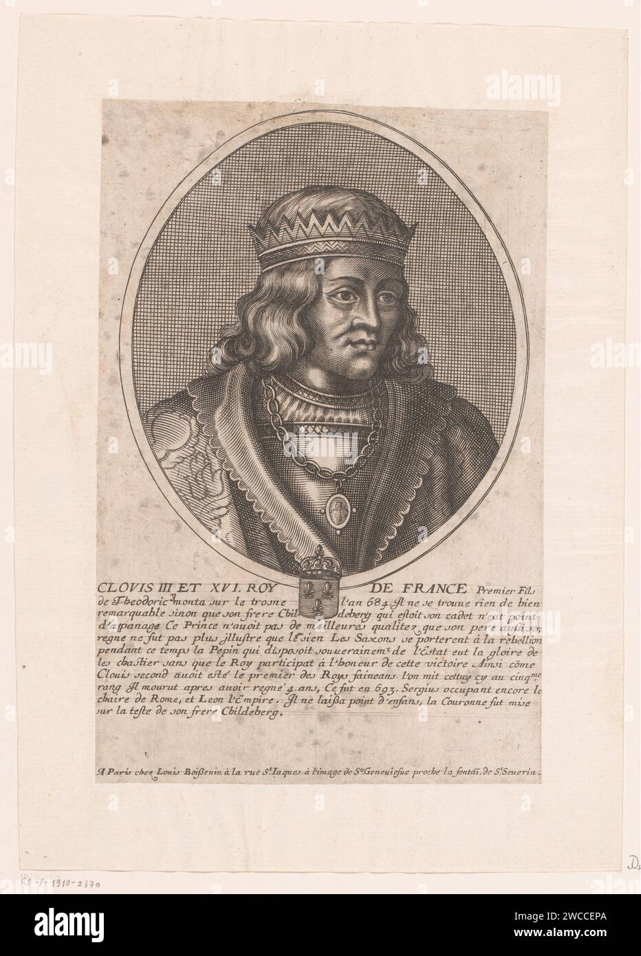 Portret Van Clovis III, Jean Frosne (Attributed to), 1633 - 167 print ...