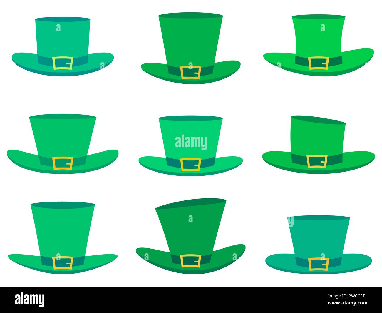 Leprechaun hat icon set isolated on white background. Collection of ...