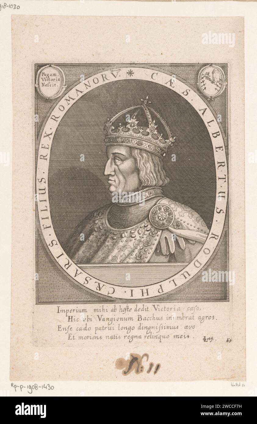 Portrait of Albrecht I van Habsburg, Sebastian Furck, 1641 print With ...