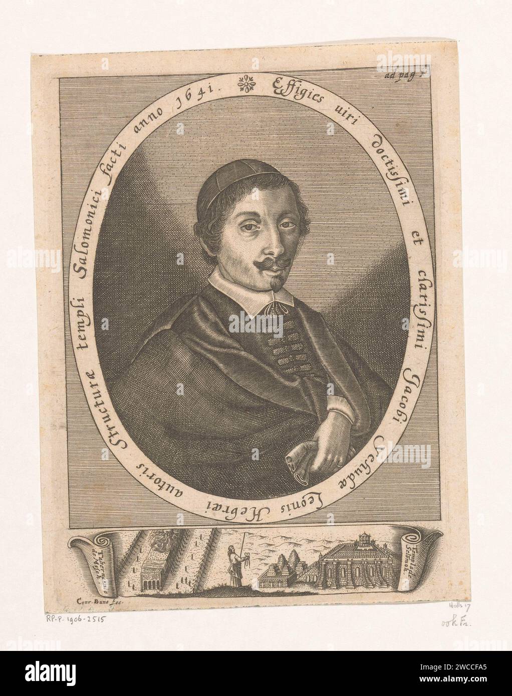 Portret van Jacob Juda Leon, Conrad Buno, 1641 print Numbered at the ...