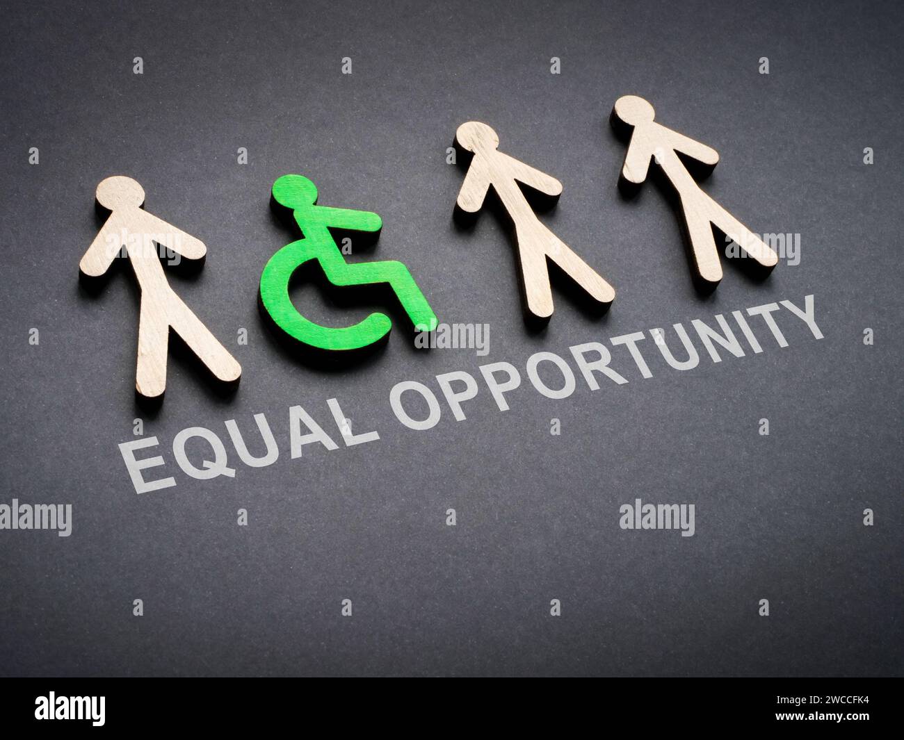 Disable person sign and inscription equal opportunity Stock Photo - Alamy