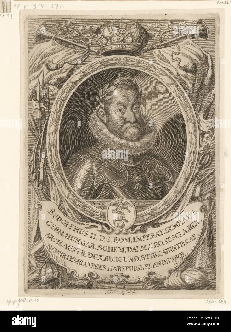 Portrait of Rudolf II of Habsburg, German Keizer, Jakob von Sandrart ...