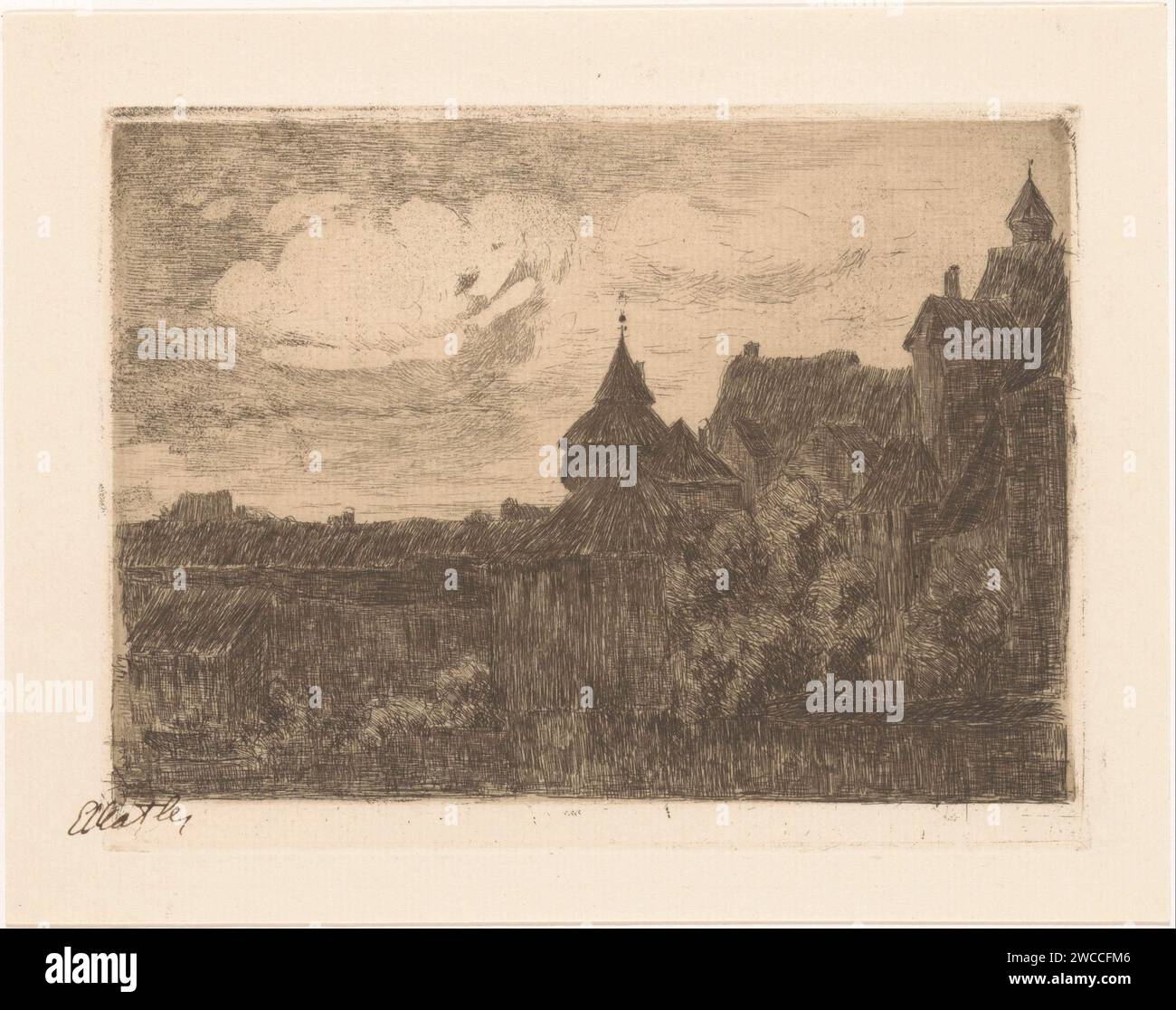 Nuremberg, Etha Fles, 1867 - 1910 print A few buildings and towers from ...