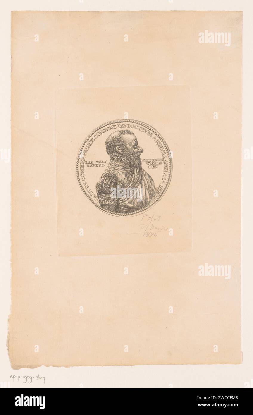 Medal with portrait of Jan Walravenz from 1563, Auguste Danse, 1884 ...