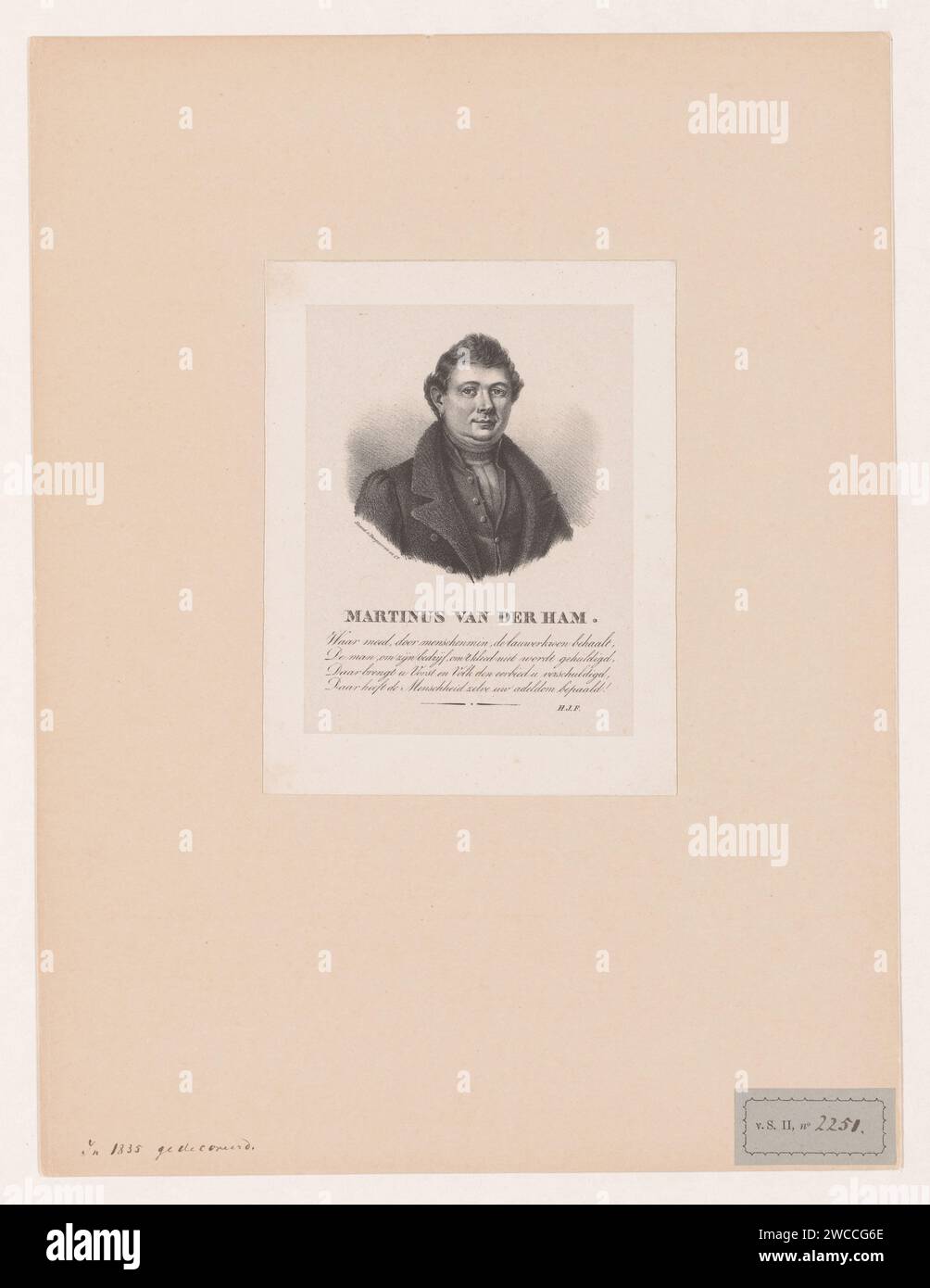 Portrait of Martinus van der Ham, Anonymous, c. 1834 print Under the ...