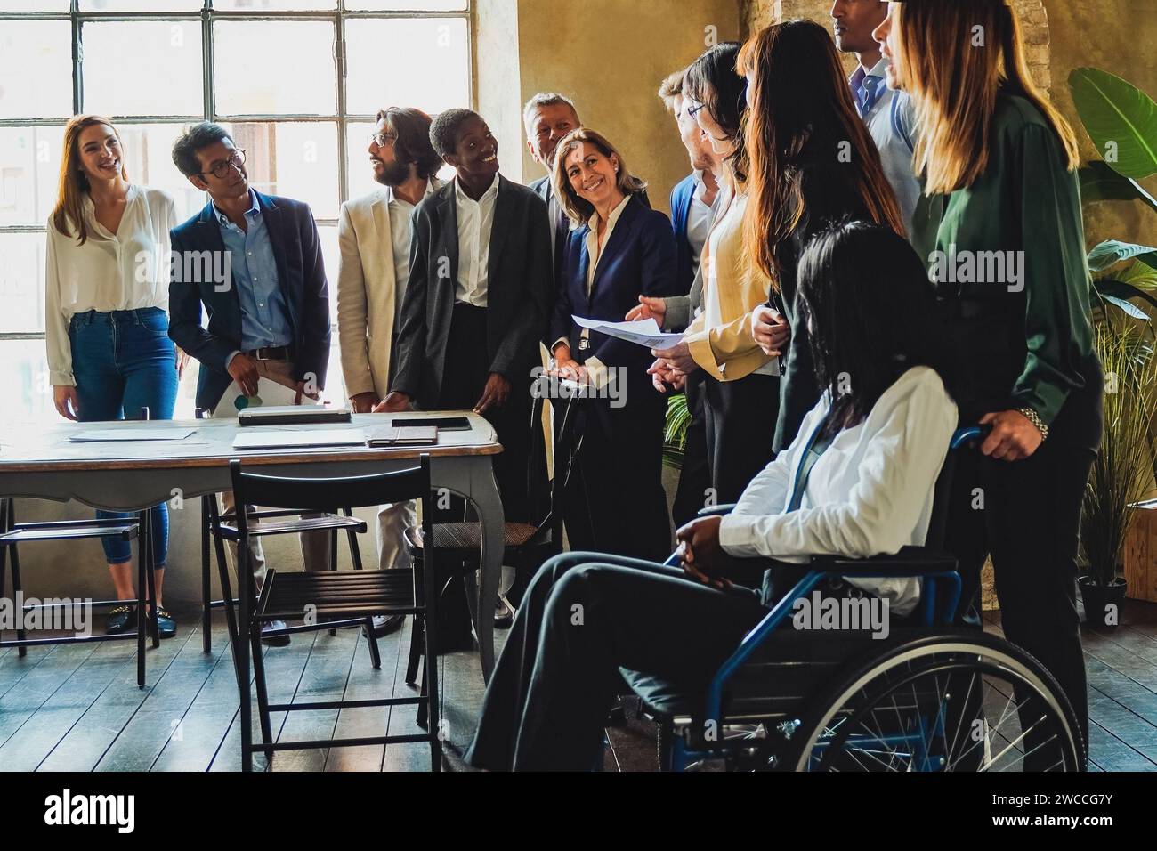 Multiracial business people meeting inside bank office. Diversity and ...