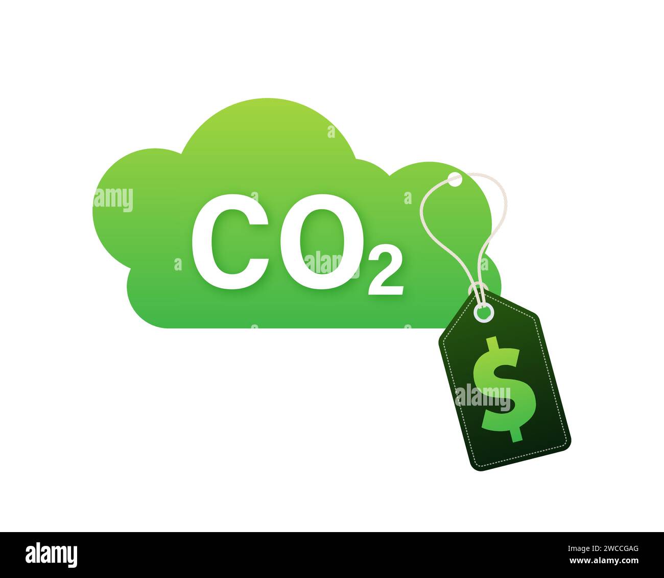 Conceptual vector illustration of green cloud with CO2 text and price ...