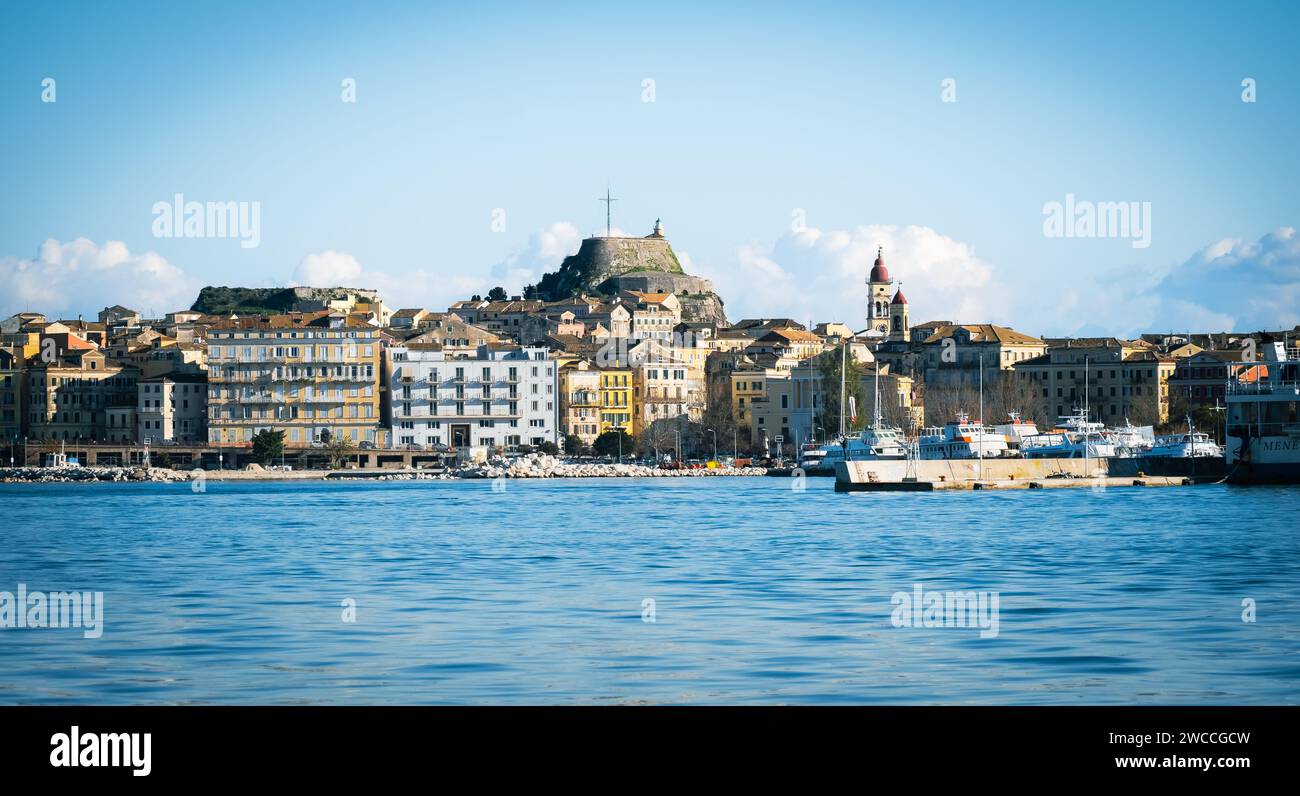 Panoramic view of Kerkyra, capital of Corfu island, Greece. Old City ...