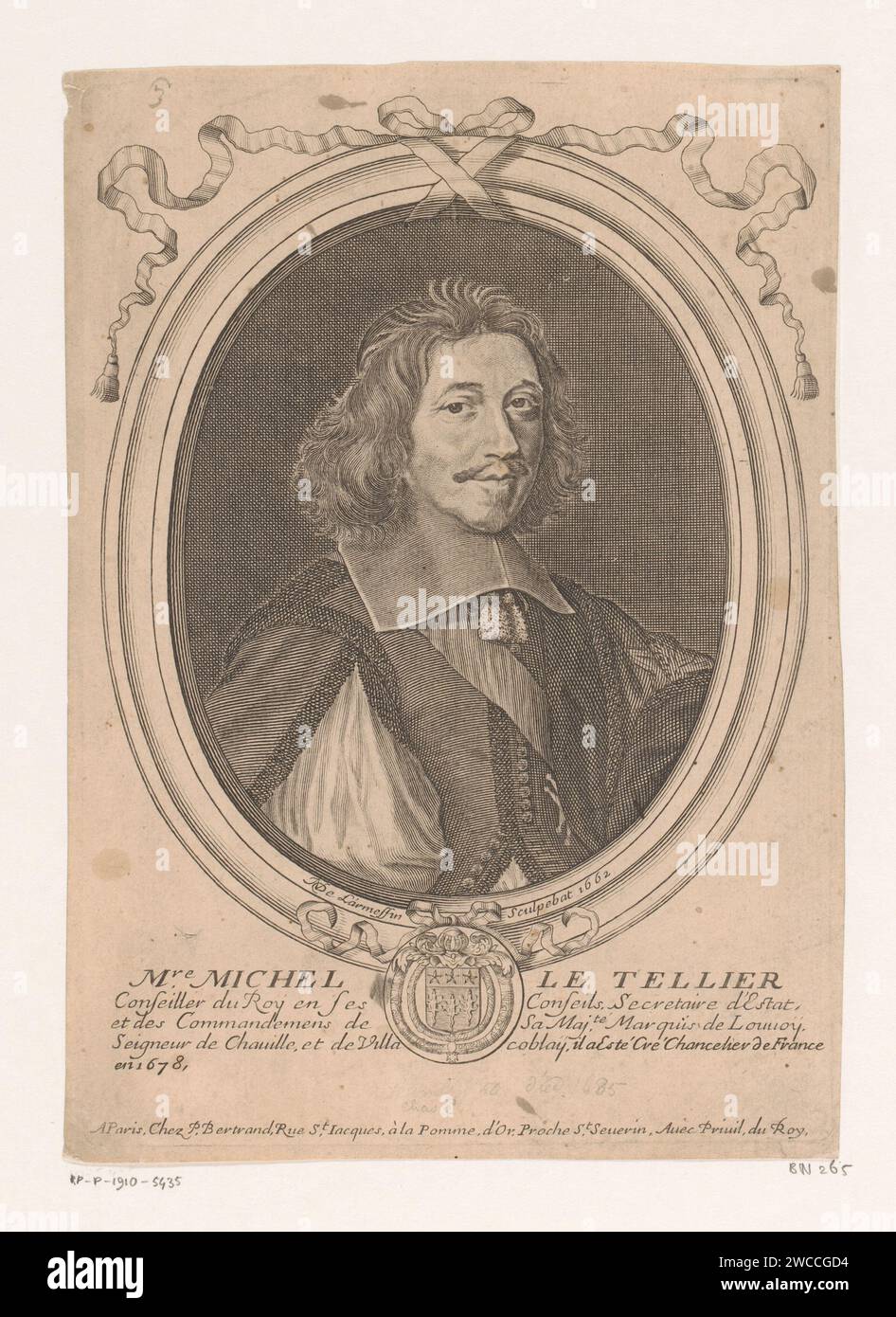 Portret van Michel Le Tellier, Nicolas de Larmessin (I), 1642 - 1678 ...