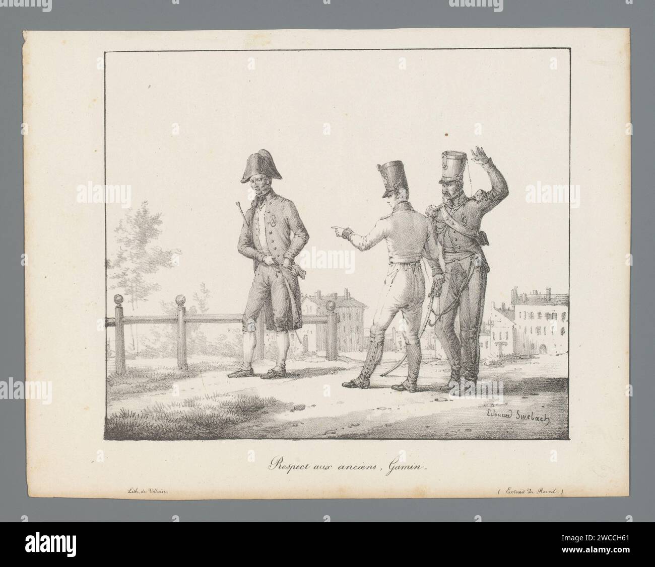 Three male soldiers in conversation, Bernard Édouard Swebach, 1822 ...