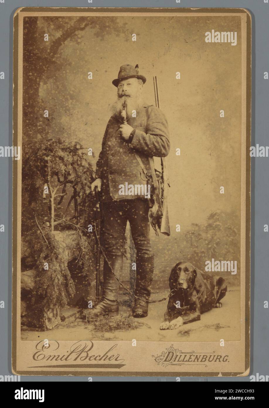 Portrait of an unknown man in a hunter's costume with a dog, Emil ...
