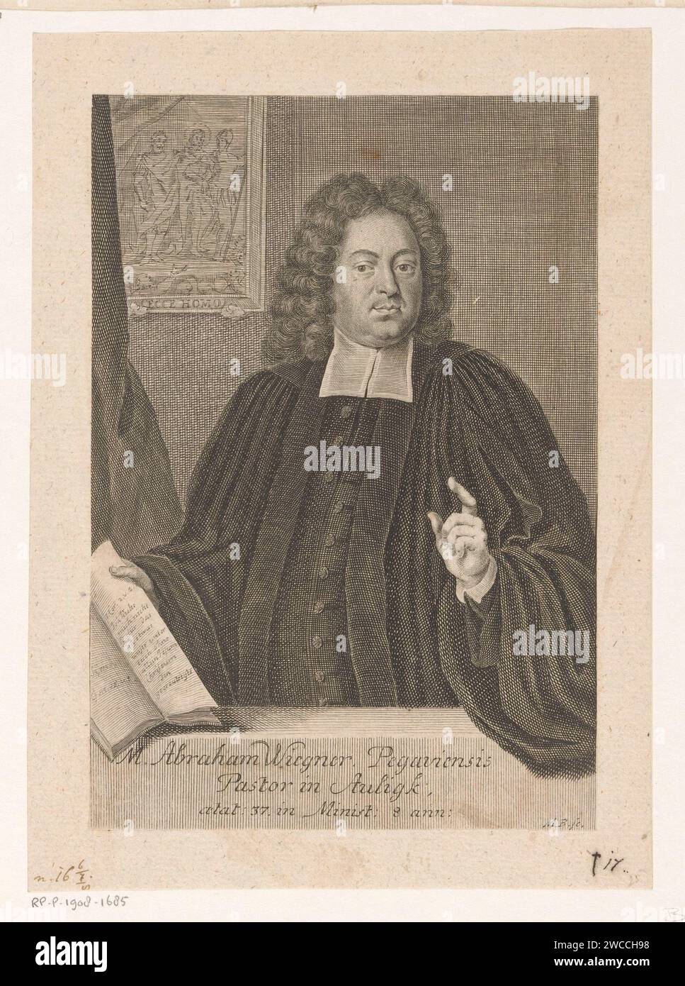 Portrait of Abraham Wiegner, Martin Berbigeroth, 1723 print Leipzig ...