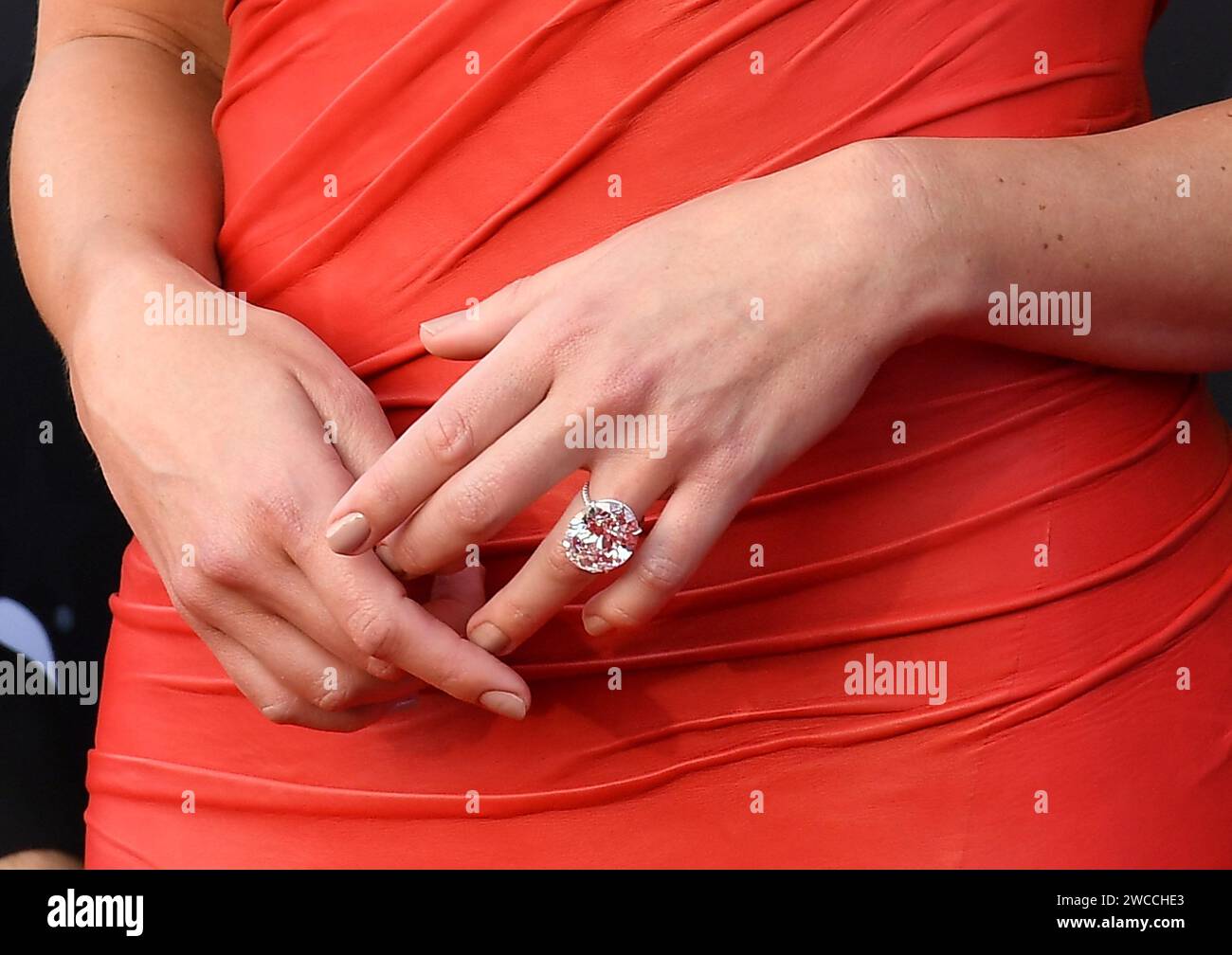 Santa Monica, USA. 15th Jan, 2024. Margot Robbie, ring detail attends ...