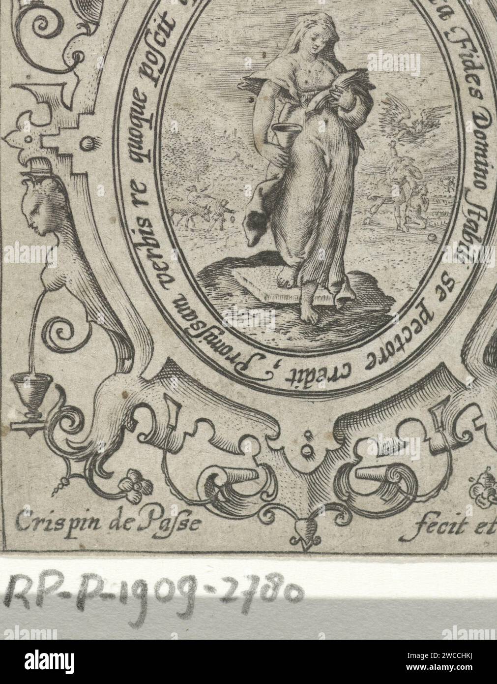 Faith, Crispijn van de Passe (I), 1574 - 1637 print Landscape with the ...