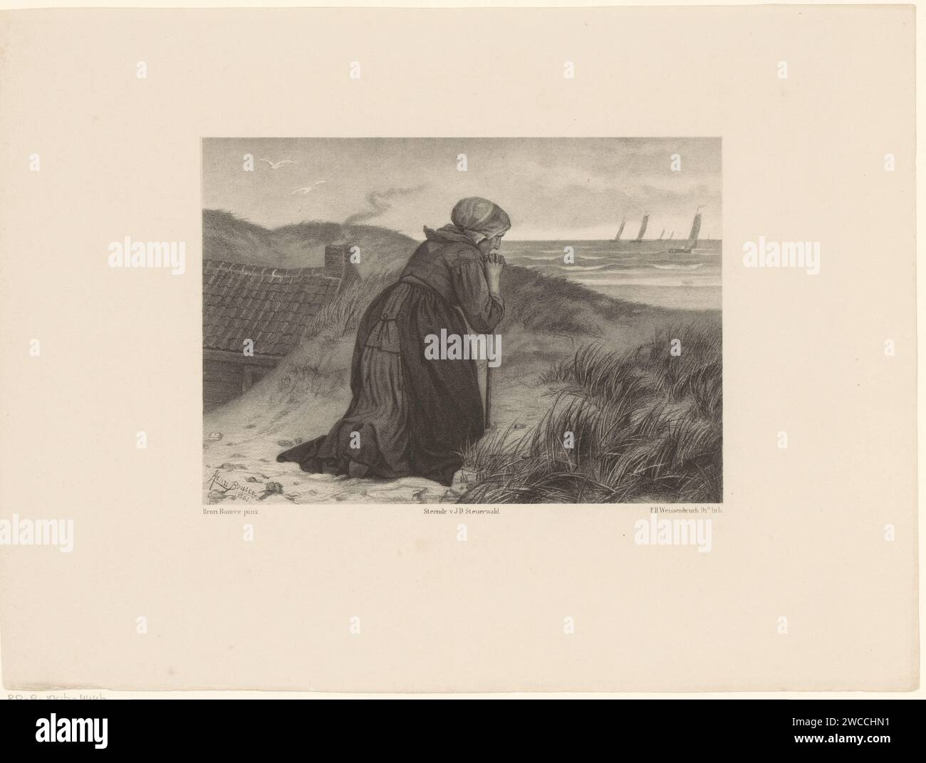 Old woman leaning on Stok, Frederik Hendrik Weissenbruch, after Henri ...