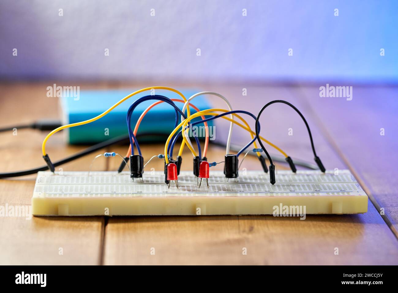 Breadboard electrical elements on wooden hi-res stock photography and ...