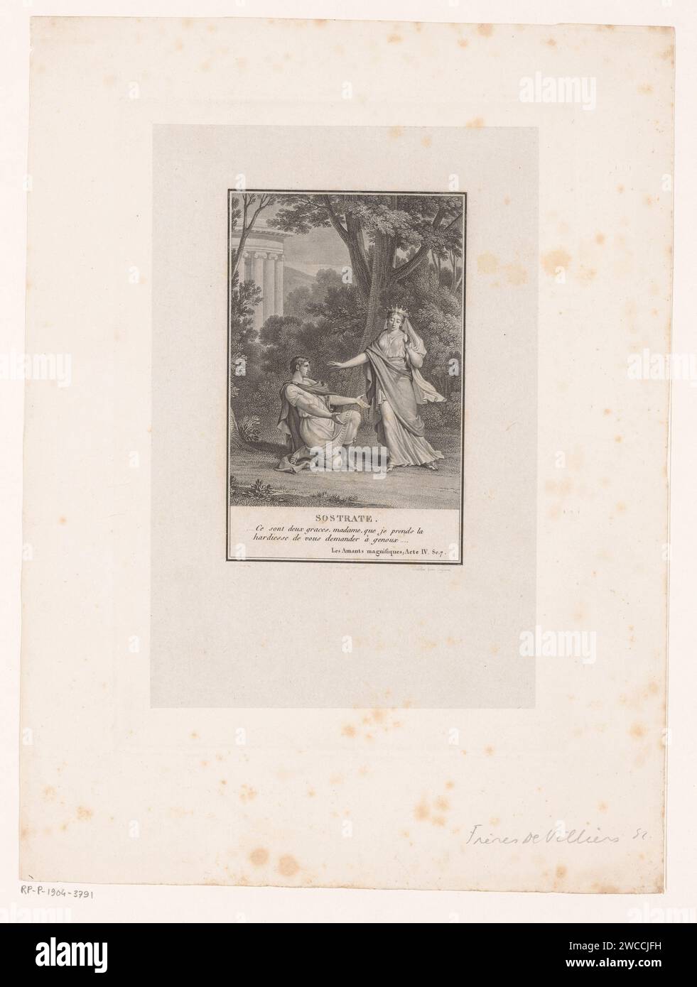Kneeling man for a crowned woman, Devilliers brothers, after Jean ...