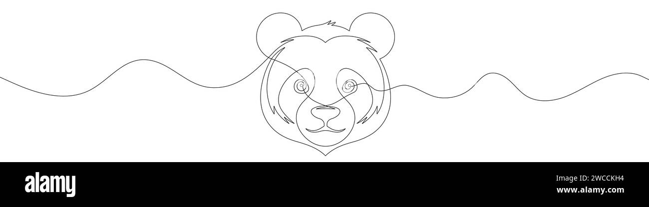 Continuous editable line drawing of panda head. Panda head icon in one ...