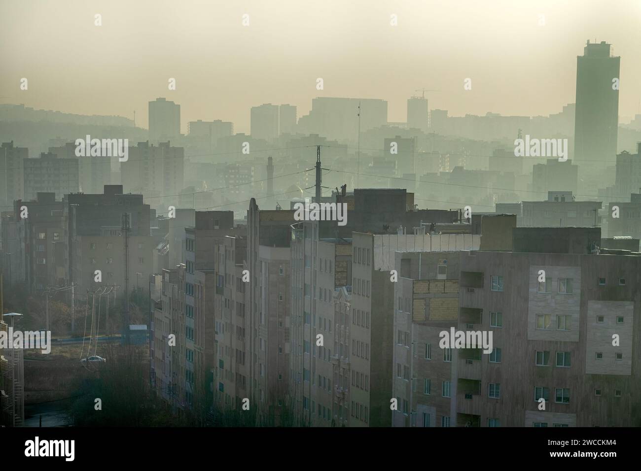 Tabriz, Iran- December 14, 2022: Panorama of a mountain city in the ...