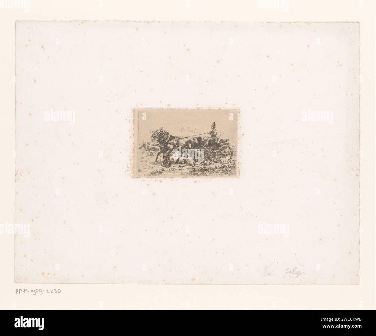 Carriage with two horses, monogrammist GC, 1870 - 1909 print paper ...