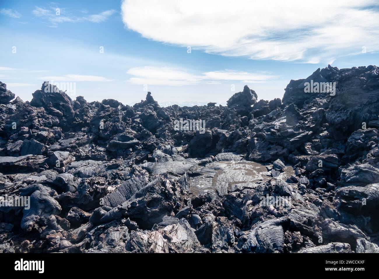 A variety of forms of basalt solidified lava (clinker, block-lava ...