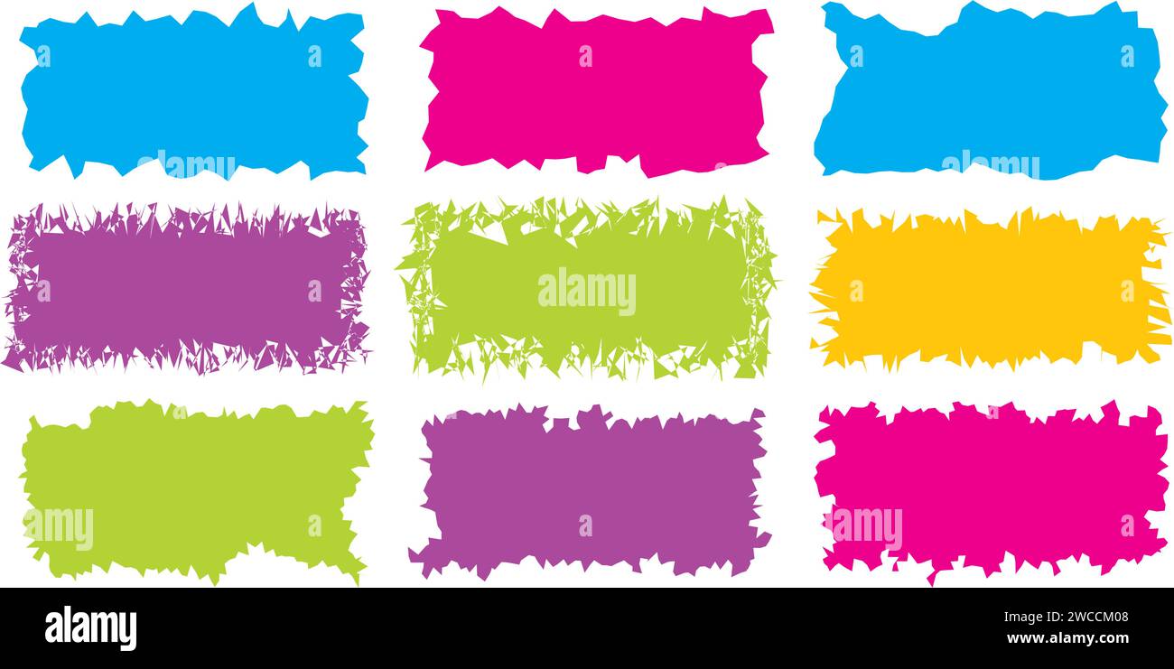 Jagged rectangle. Bright color simple shapes. Rectangle paper template ...