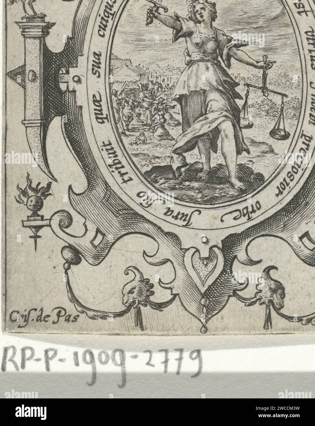 Justice, Crispijn van de Passe (I), 1574 - 1637 print Landscape with ...