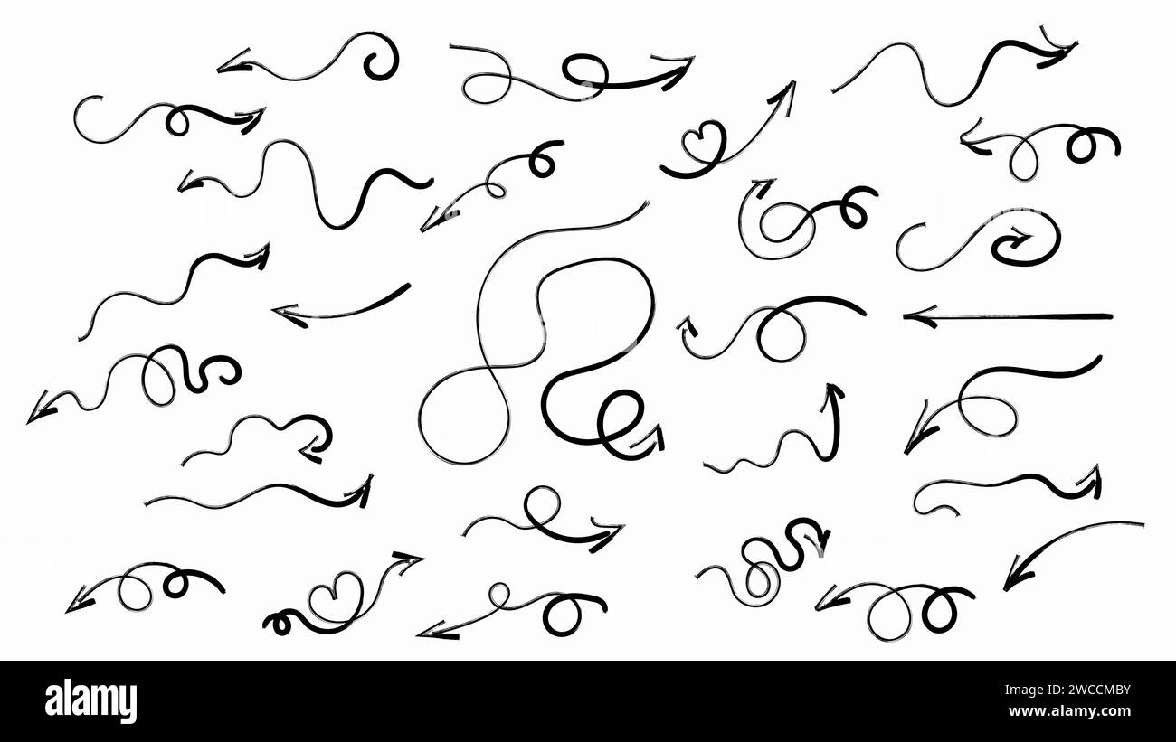 Different brush drawn charcoal arrows seamless pattern. Bold lightning ...