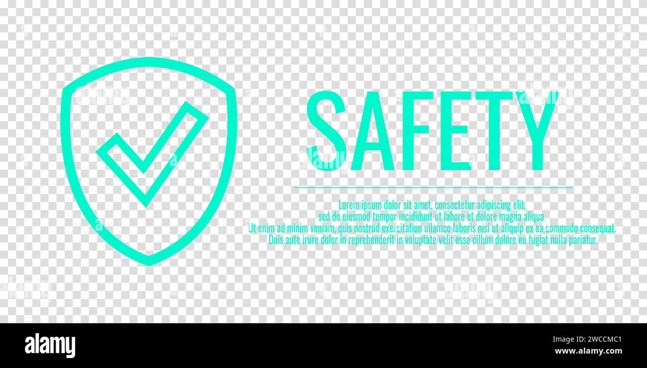 Safety banner with shield check. Vector illustration. Security concept ...