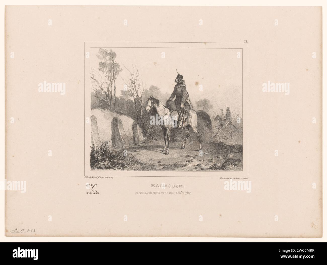Kalmuk, Nicolas Toussaint Charlet, 1835 print A calm on horseback, with ...